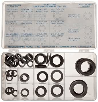 Small Parts Steel Arbor Shim Assortment Kit, Matte, Full Hard, AISI ...