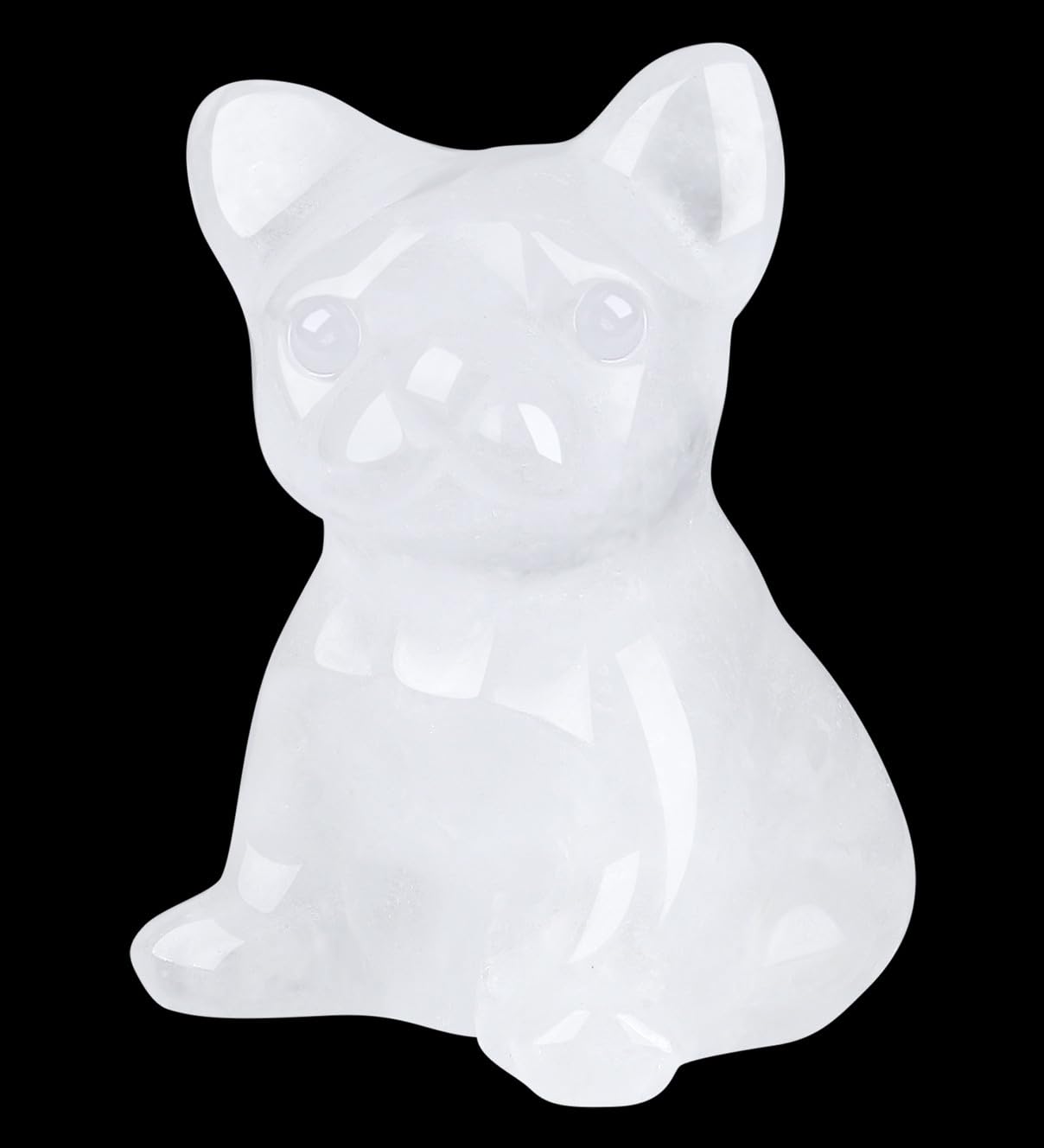 Amazon.com: QINJIEJIE Clear Quartz French Bulldog Crystals Statue ...