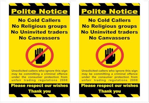 USSP&S No Cold Callers, Canvassers, Sales, Front Door Sticker Sign ...