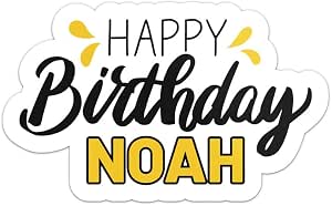 Amazon.com - Happy Birthday Noah Name Sticker - Waterproof Vinyl Decal ...