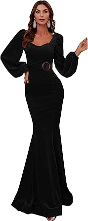 Amazon.com: Yukale Women's Velvet Elegant Evening Dresses Mermaid Puff ...