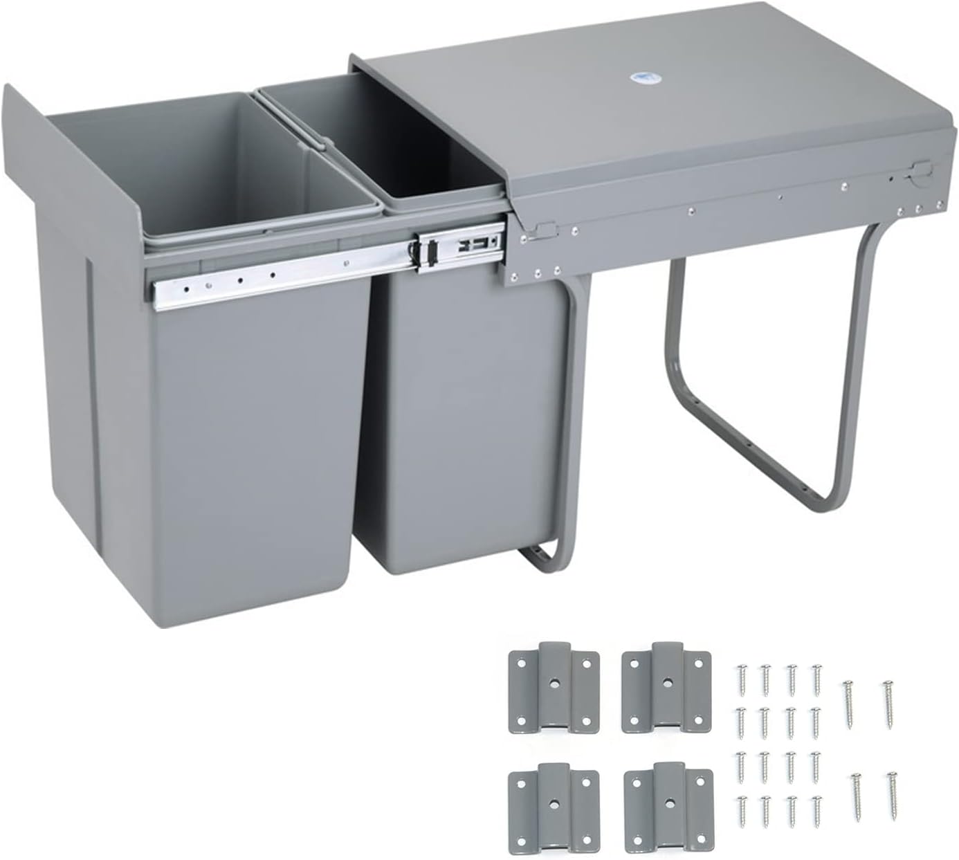Rev-A-Shelf Undermount Pull Out 15 Qt Trash Can & 8 Qt Recycle Bin w ...