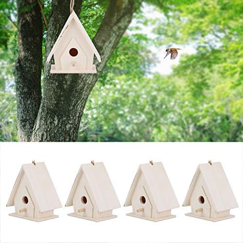 Mini Wooden Bird Houses to Paint, 4Pcs Parakeet Nesting Box DIY ...