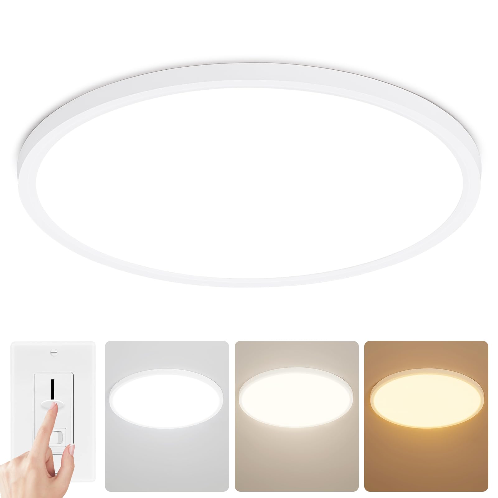 UprizeP 15.8'' Led Ceiling Light Fixture, Ultra Thin Flush Mount, 36W ...