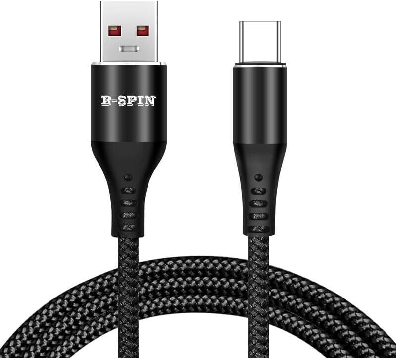 B-SPIN USB A to Type C Fast Charging 5A Cable Heavy Duty Nylon Braided ...