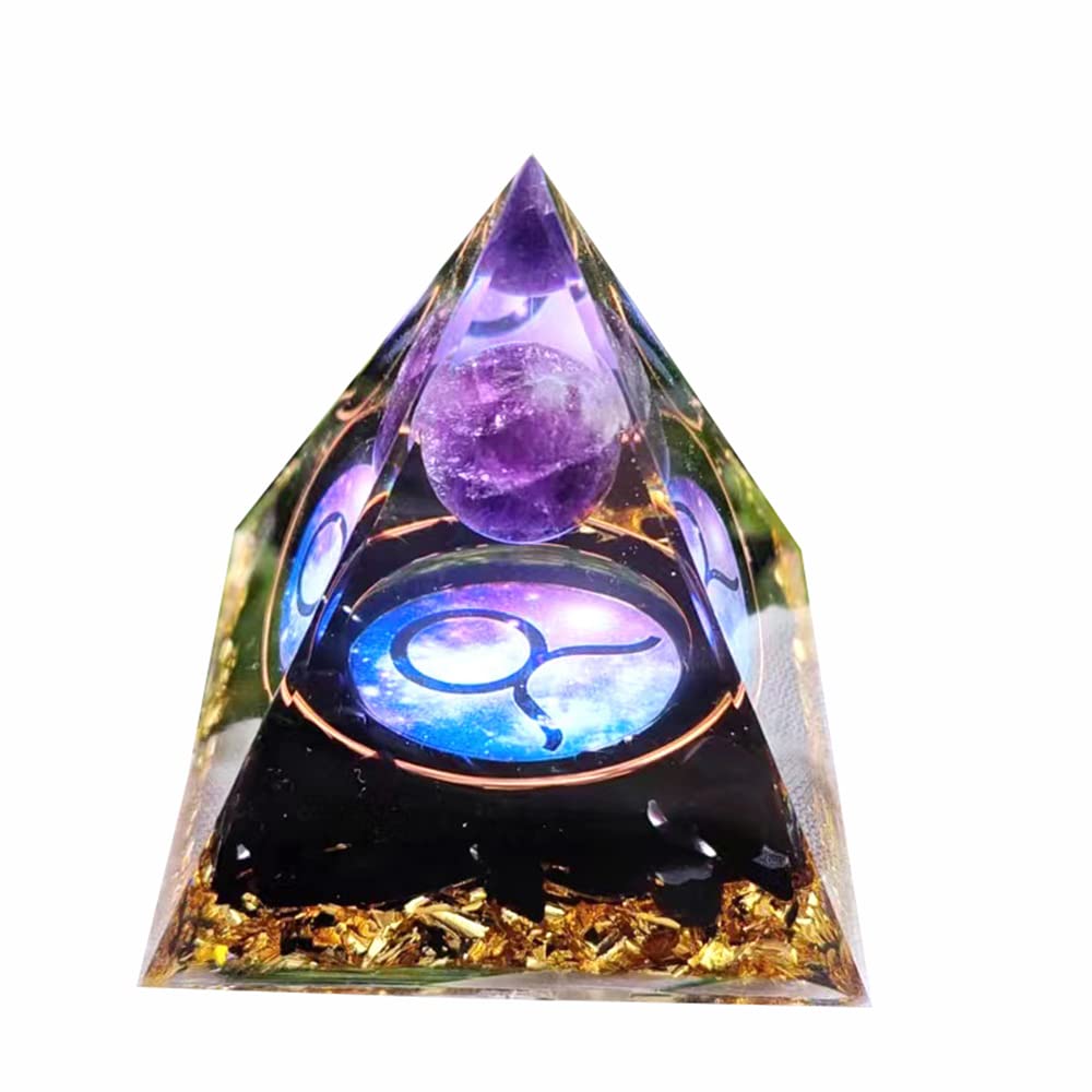 Amazon.com: 12 Zodiac Leo Orgone Crystal Pyramid, Amethyst Crystal Ball ...