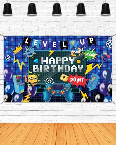 Amazon.com : Level 7 Unlocked Backdrop Banner Decorations Video Game On ...