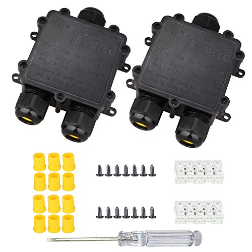 Junction Box Outdoor Waterproof IP68, 2 Pcs Larger 3-Way Plug Line ...