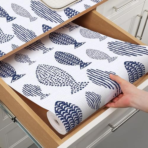Amazon.com - Terravue Blue Shelf Liner for Kitchen Cabinets Non ...