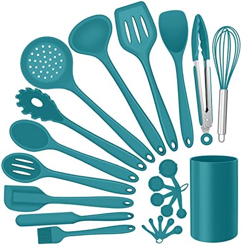 Amazon.com: Silicone Kitchen Utensils Set, E-far 23 Pcs Blue Cooking ...