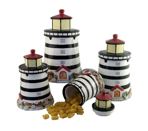 4PC CERAMIC CANISTERS,DECOR CANISERS LIGHTHOUSE 4 : Amazon.in