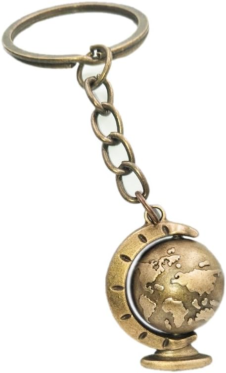 Gudeke Globe Key Rings Rotating World Map Keychain Vintage Earth ...