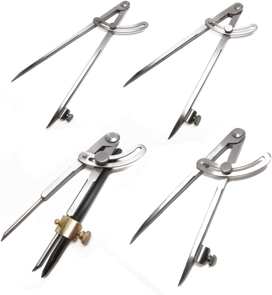 Amazon.com: Ramelson |翼隔板木工指南針工具 | Draw | Scriber |鉛筆|精密|可調直徑素描儀器|一組四束 ...