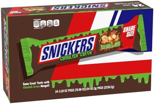 Amazon.com : SNICKERS Ghoulish Green Halloween Share Size 24 Count ...