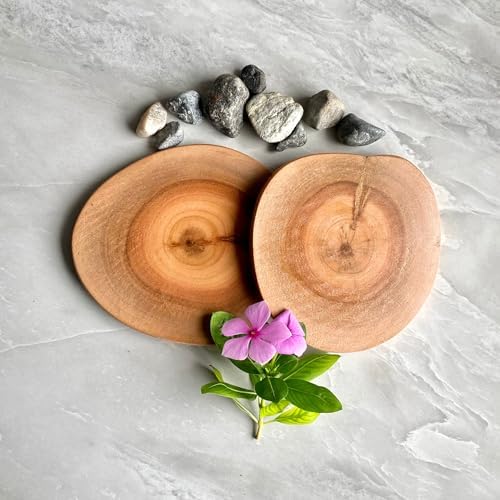 GOFURNISIA ® Wooden Coasters Set of 2, Rustic Round Coaster for Dining ...