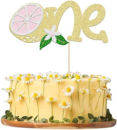 Amazon.com: Gyufise 1Pcs Lemon 1st Birthday Cake Topper Glitter Lemon ...
