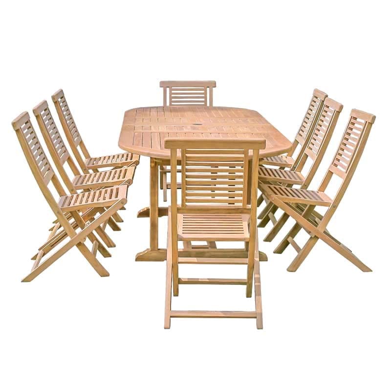 Buy Skyline Teak 8 Seater Dining Table and 8 Chairs - Free Cushions ...