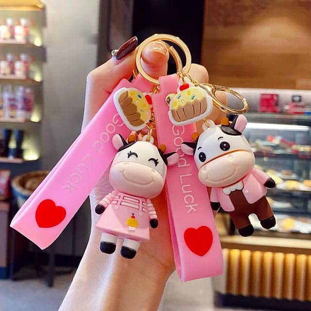 AGC Farm Gift,Cow Keychain Car Accessories,Cute Print Decor For Car ...