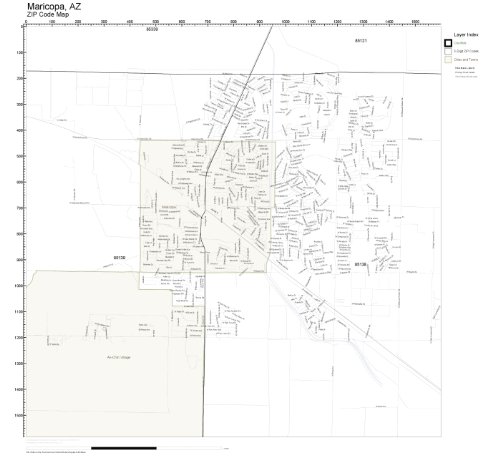 ZIP Code Wall Map of Maricopa, AZ ZIP Code Map Laminated: Amazon.com ...