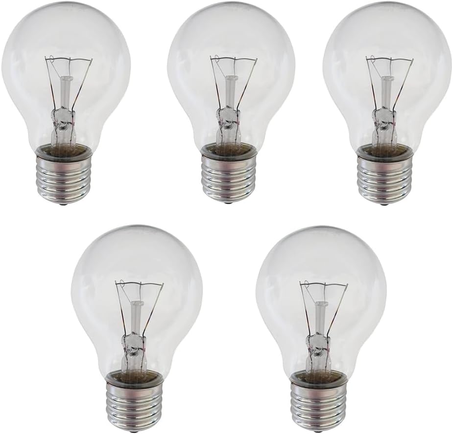 5 x Traditional 60W GLS Edison Screw (ES) Clear Light Bulbs 240V E27 ...
