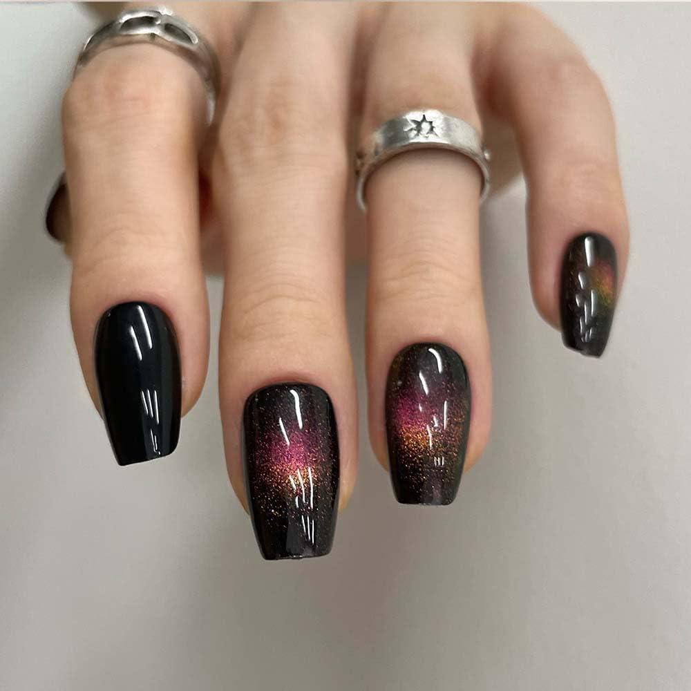 Amazon.com: Redykat 30PCS Handmade Glossy Short Coffin Press On Nails ...