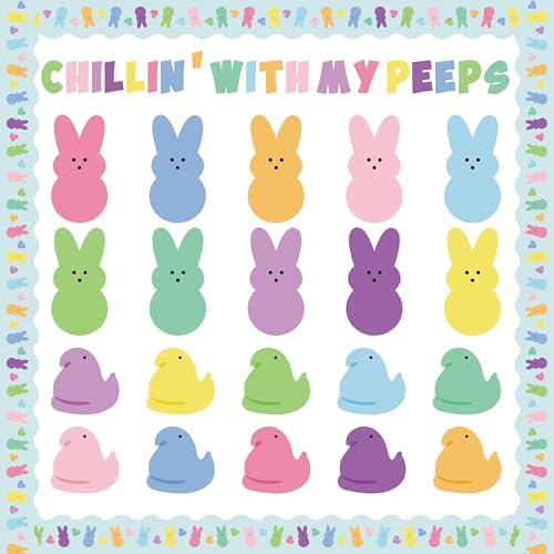 Amazon.com : AsodSway Easter Peeps Bulletin Board Cutouts, 151P Easter ...