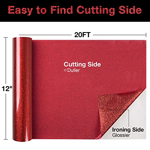 Snapklik.com : Red Glitter HTV Heat Transfer Vinyl Roll 12 Inch X 20 Ft ...