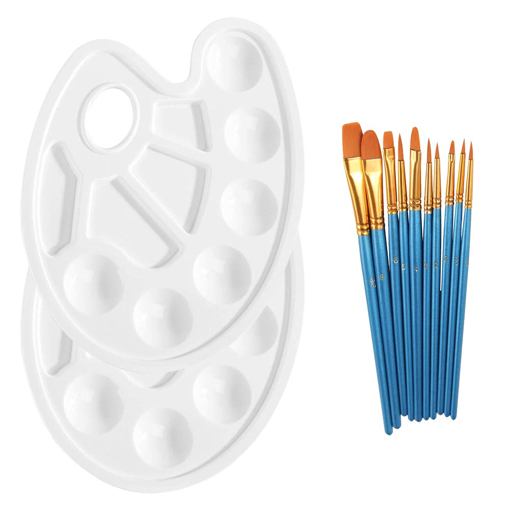 Paint Brush Tray Set 12 Painting Brushes 1 Plastic Artist | Desertcart ...