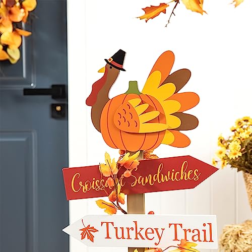 Snapklik.com : Glitzhome 4275H Thanksgiving Wooden Turkey Porch Sign ...