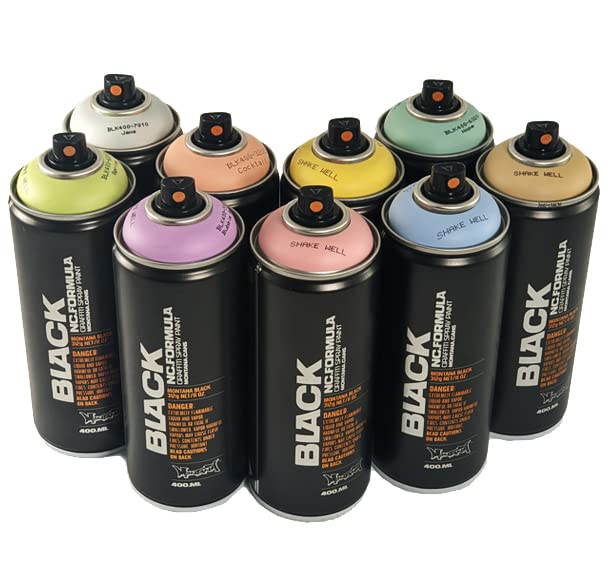 Amazon.com: Montana BLACK Graffiti Spray Paint 400mL Cans - Set of 9 ...