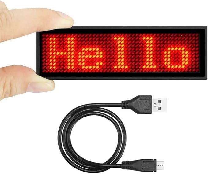 LED Name Badge USB for Business - 44 x 11 Pixels Digital DIY ...