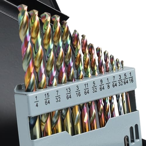 Lichamp Drill Bit Set, 13Pcs M2 HSS Cobalt Drill Bits from 1/16" to 1/4 ...
