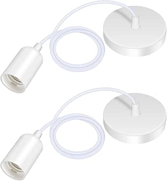 2 Pack Ceiling Pendant Light Fitting, E27 Screw Lamp Holder, with 100CM ...