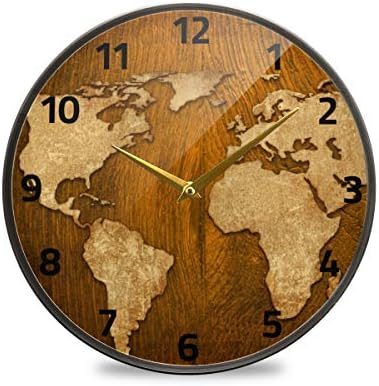 Amazon.com: ZZKKO World Map Wall Clock, Silent Non Ticking Battery ...