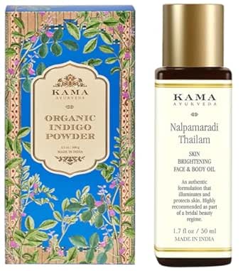 Kama Ayurveda Organic Indigo Powder, 100g & Nalpamaradi Thailam Skin ...