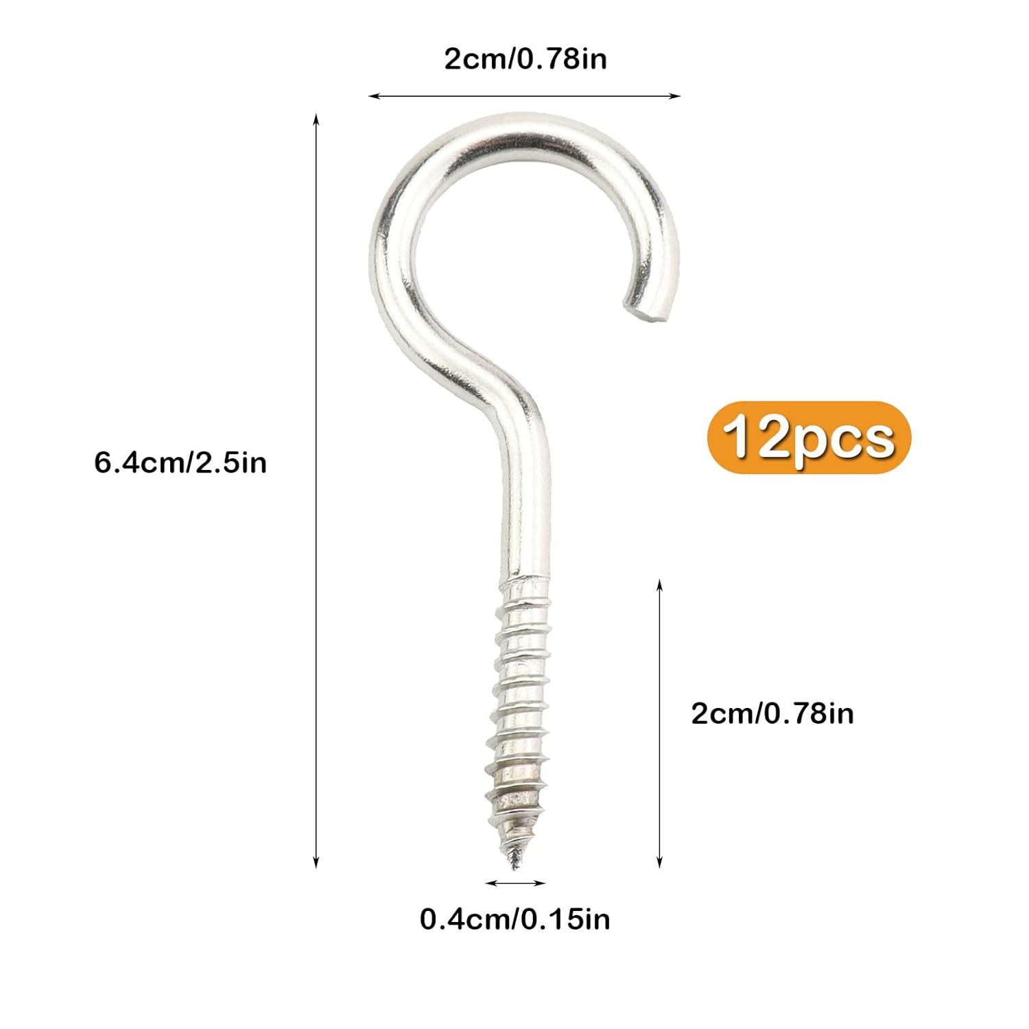 12Pcs Eye Screws Hooks, M5 x 65mm Eyelet Screws Vine Eye Bolts, 304 ...