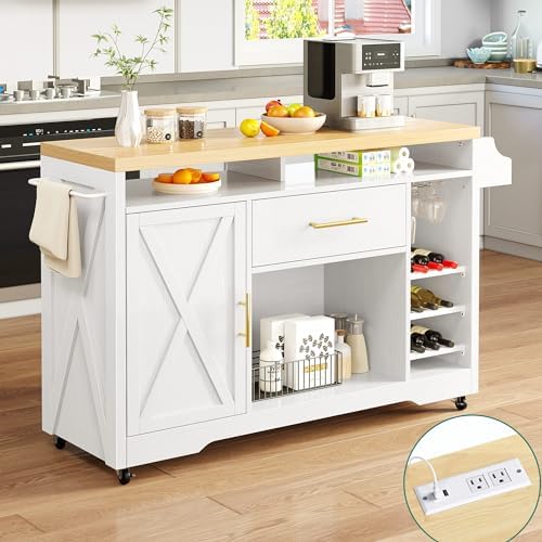 Amazon.com: YITAHOME 53 Inch Large Kitchen Island with Power Outlet ...