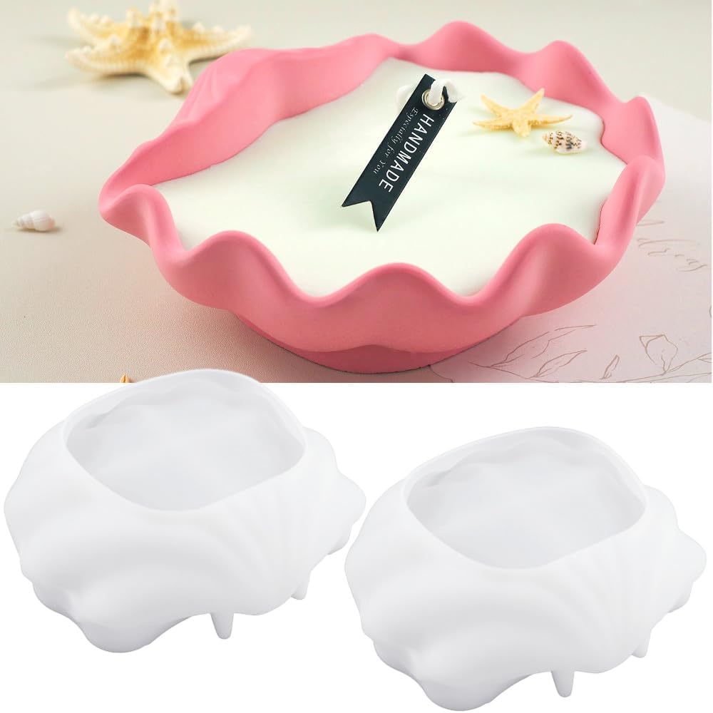 Amazon.com: 2 Pack 6.5 Inch Large Seashell Silicone Molds, Conch Candle ...