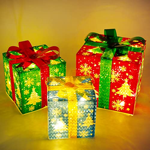 Snapklik.com : Yofit Set Of 3 Christmas Lighted Gift Boxes Decorations ...