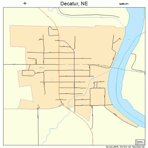 Large Street & Road Map of Decatur, Nebraska NE - Printed poster size ...