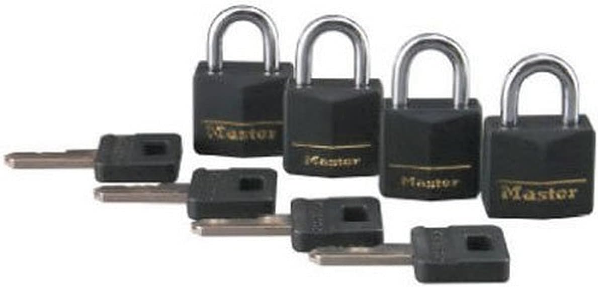 Master Lock 121Q in Living Color Black Covered Padlock (4-Pack), Keyed ...