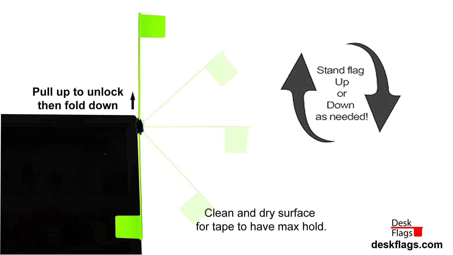 Stop Alert Bright Lime Green Tall Plastic 11in. Alert Office Desk Flag ...