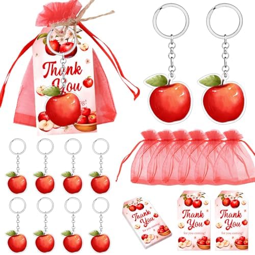Amazon.com: 72Pcs Apple Party Favors Thank You Tags Keychains Gift Bags ...