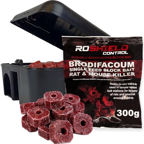 Roshield External Tamper Proof Rodent Bait Box & Wax Block Rat Poison ...
