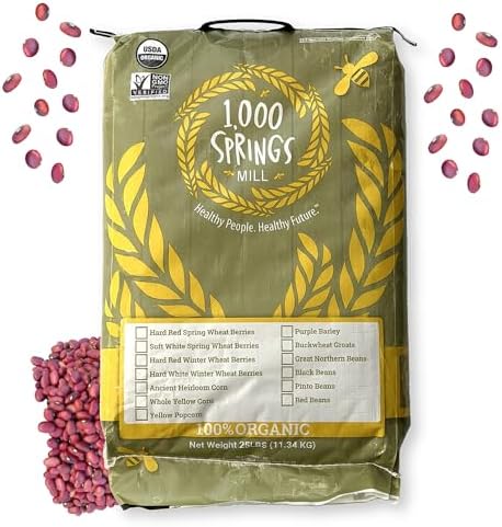 Amazon.com : 1000 SPRINGS MILL - Organic Red Beans 25lb Bulk Bag | Used ...