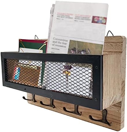 Amazon.com: Dahey Key Holder Wall Mounted Mail Holder Organizer with 4 ...