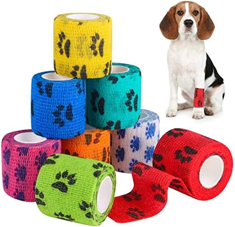 AKlamater 8 Rolls Pet Vet Wrap Self Adhesive Dog Bandage Cohesive ...