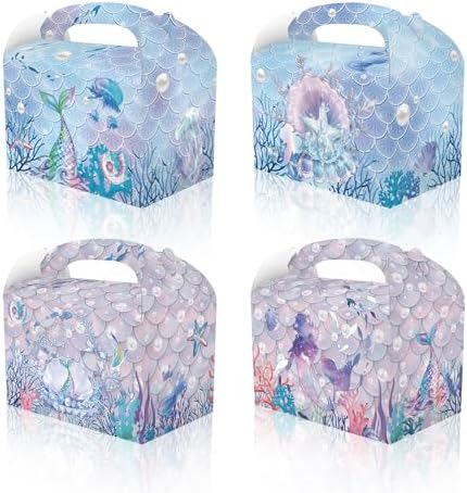 Amazon.com: 12 Packs Mermaid Party Treat Gift Boxes Under The Sea Theme ...