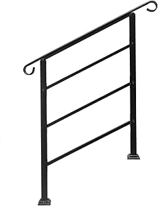 Handrails for Outdoor Steps, 3 Step Handrail Fits 1 to 3 Steps Wrought ...