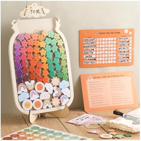 OESSUF Magnetic Reward Jar for Kids, Large Wooden Reward Jars with ...